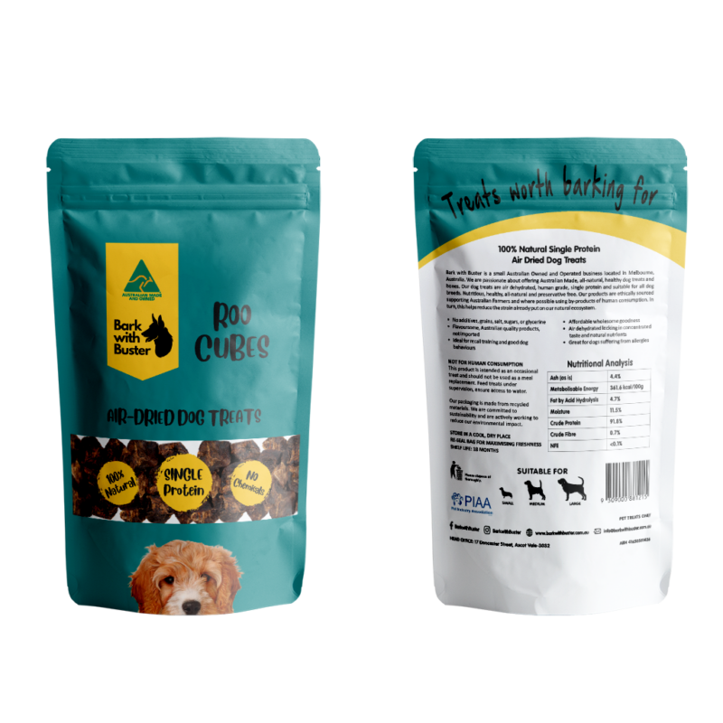 Kangaroo Leg Cube Treats: 100gm – Barkley and Pips